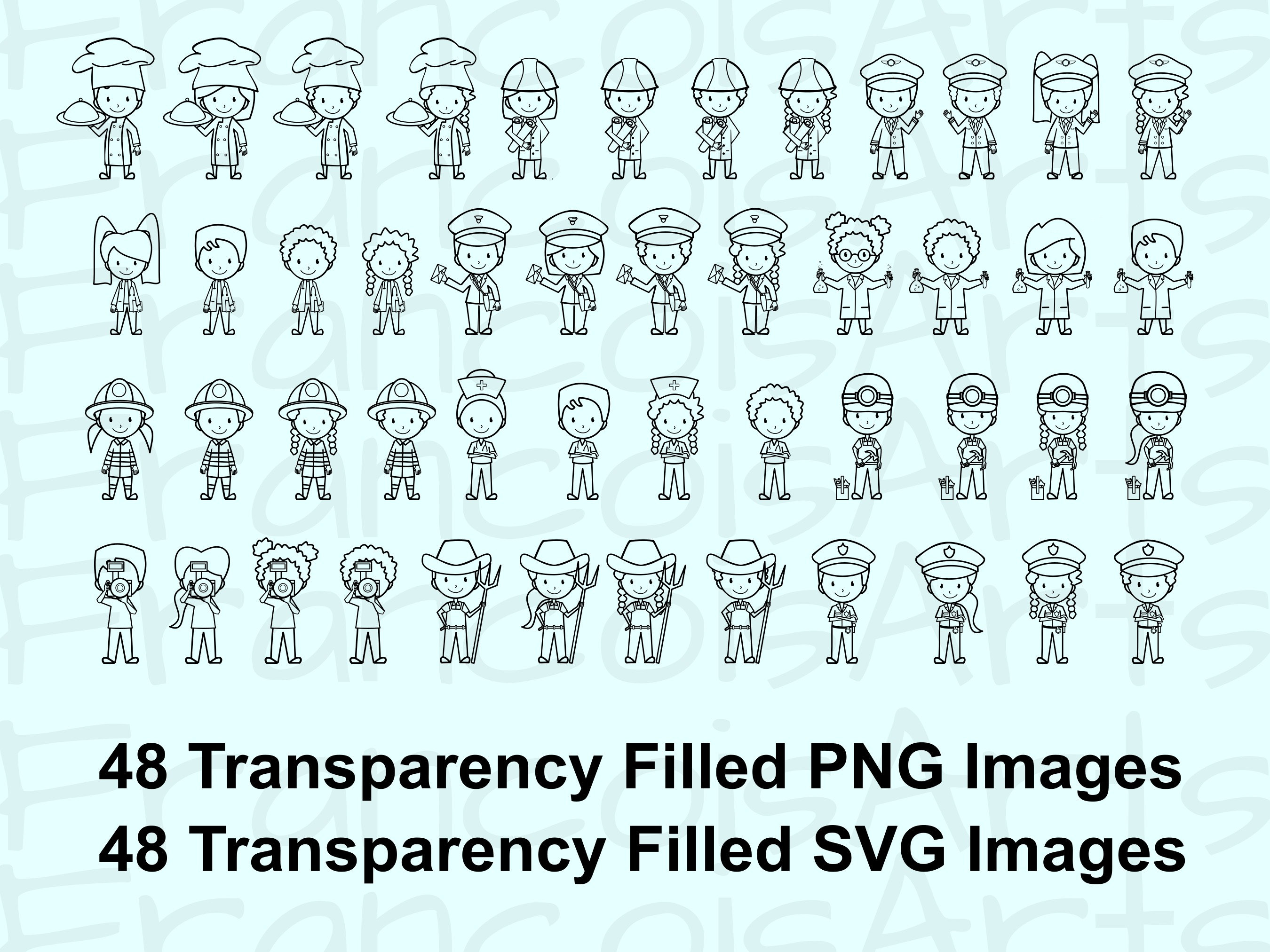 Jobs Clipart in Color With Transparent Backgrounds PNG, Occupations ...