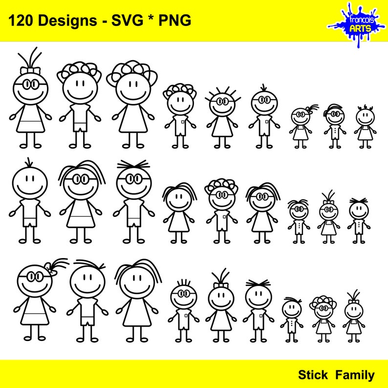 Stick People Svg, Stick Family Svg, Stick Figures Svg, Stick Kids Svg ...