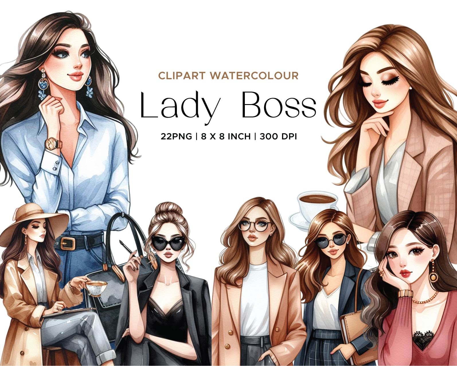 Clipart Watercolour Lady Boss Lady Boss Women Empower Clipart Scarpbook ...