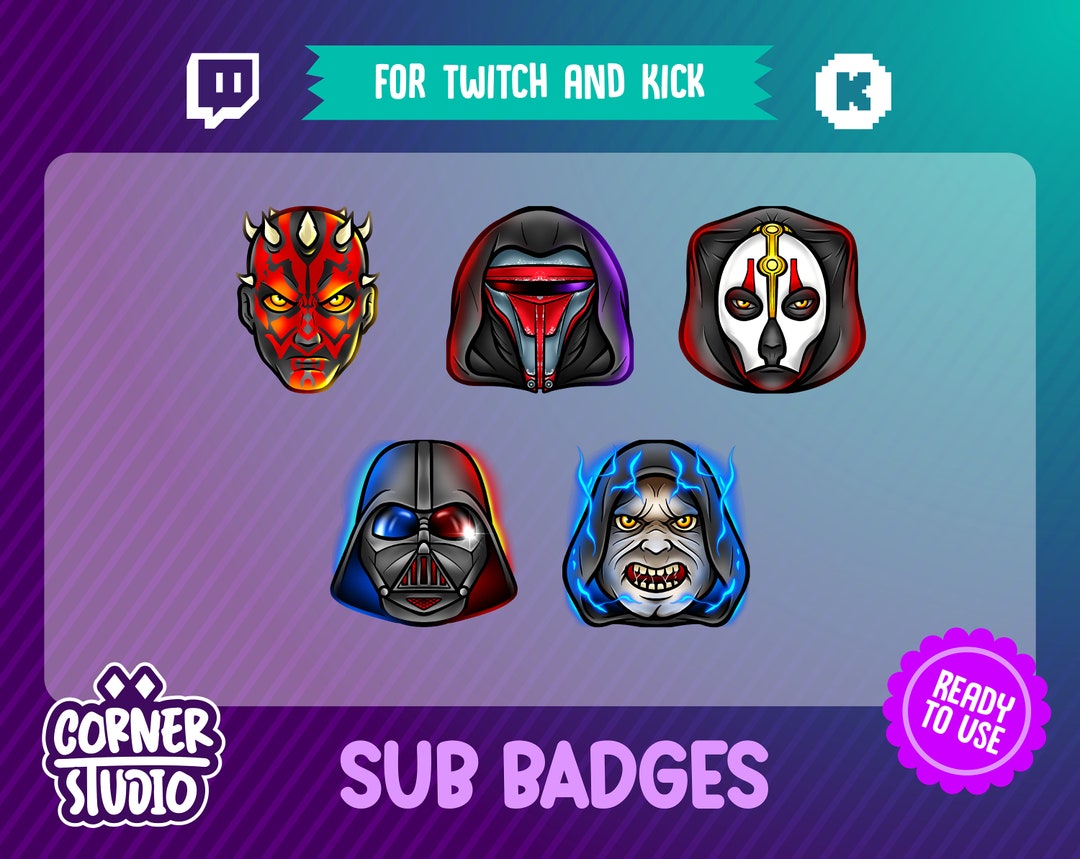 5x Darth Star Twitch & Kick Badges for Streaming or Gaming - Etsy