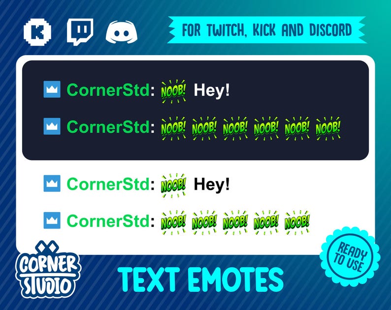 Noob! Twitch, Discord & Kick Text Emote for Streaming or Gaming - Etsy