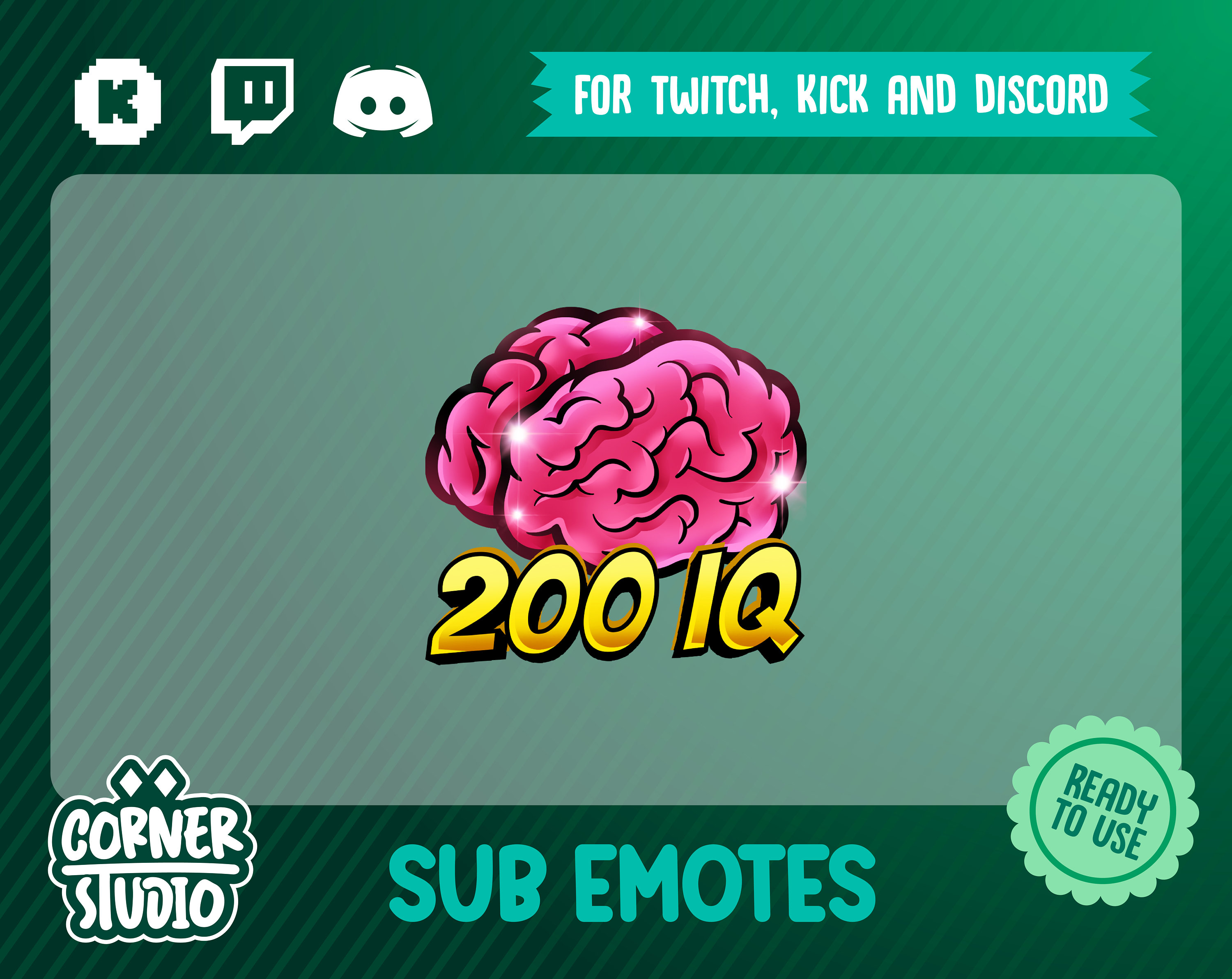 200 IQ Twitch, Discord & Kick Emote for Streaming or Gaming - Etsy