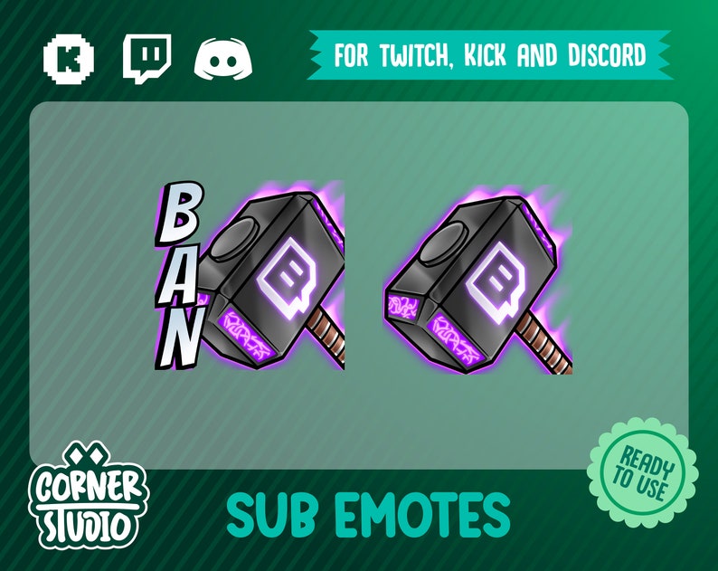 Ban Hammer Twitch, Discord & Kick Emotes for Streaming or Gaming - Etsy