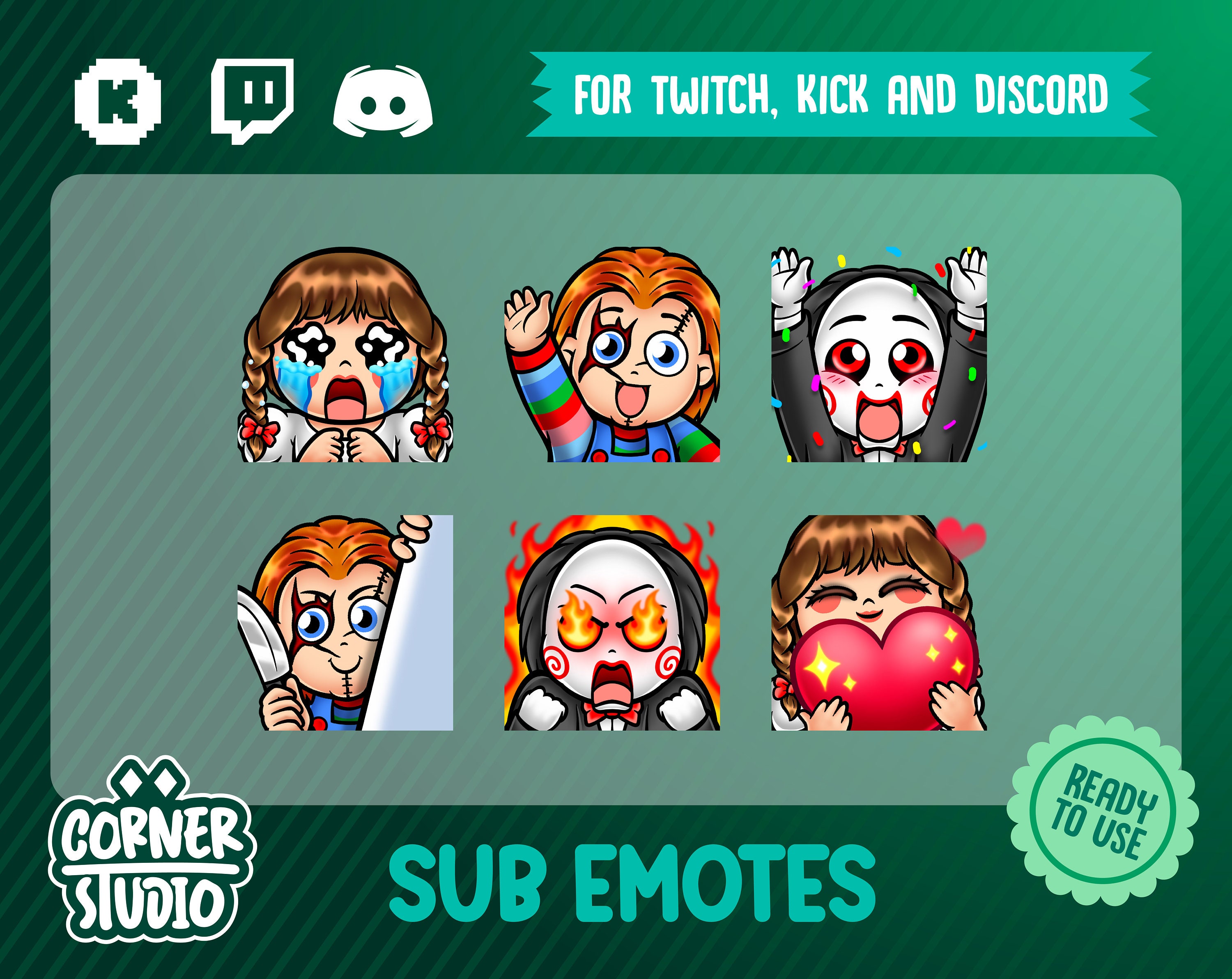Doll Horror Versions Twitch, Discord & Kick Emotes for Streaming or ...