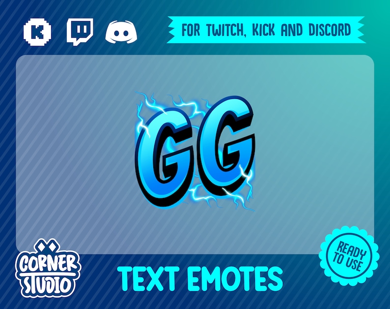 GG Blue Thunder Twitch, Discord & Kick Text Emote for Streaming or ...
