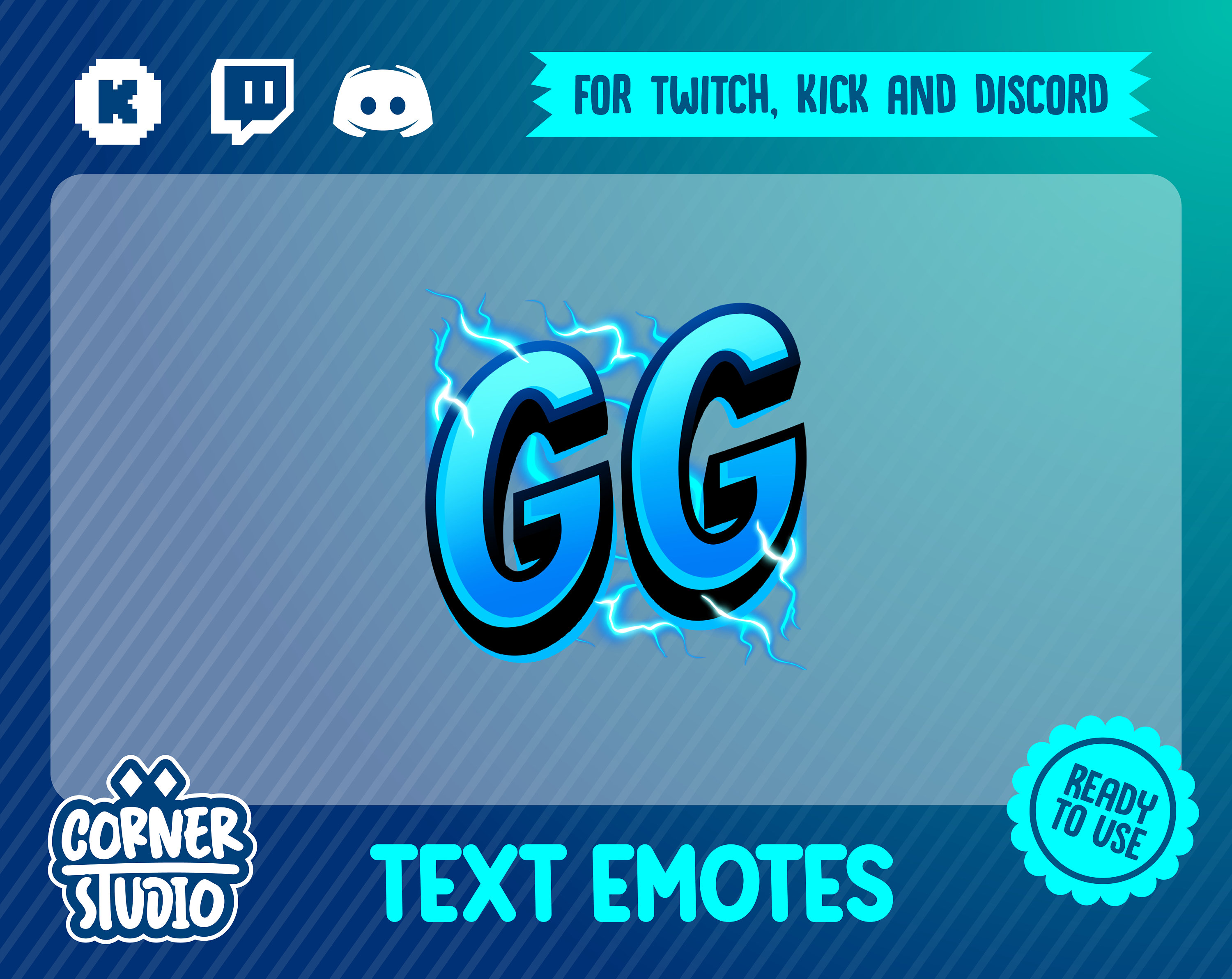 GG Blue Thunder Twitch, Discord & Kick Text Emote for Streaming or ...