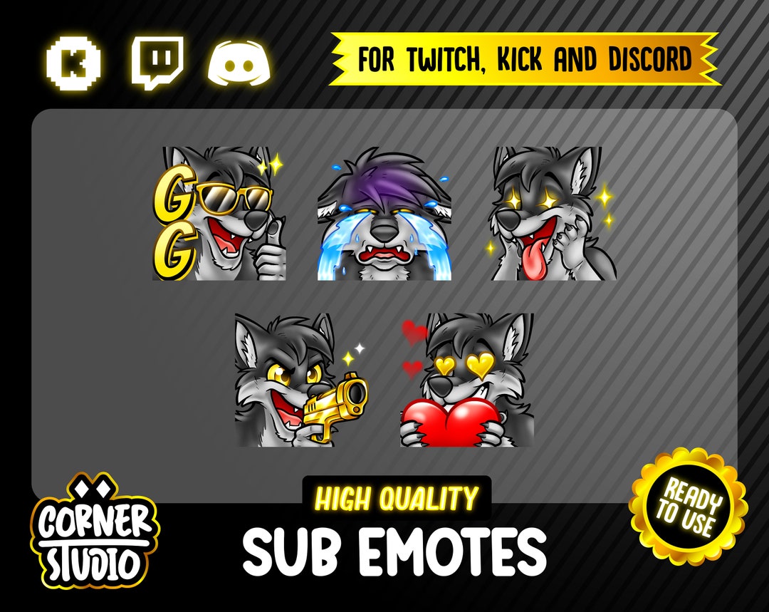 Wolf Furry Twitch, Discord & Kick Emotes for Streaming or Gaming - Etsy