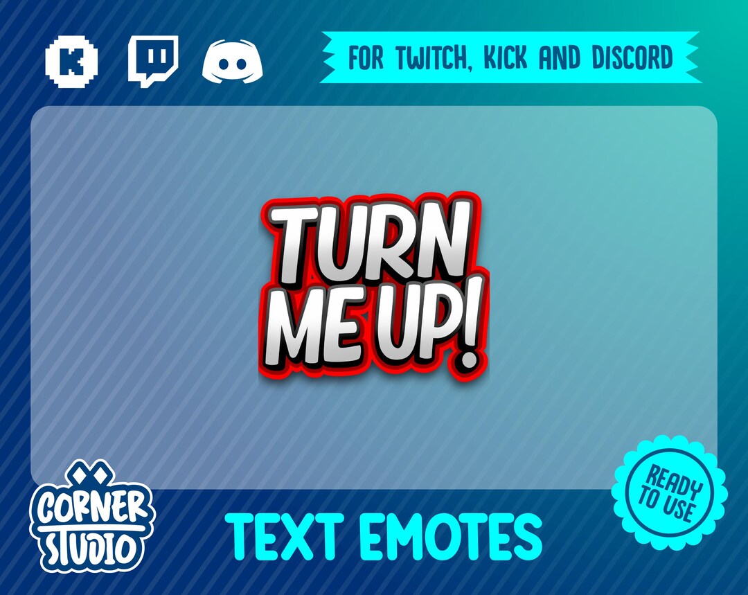 Turn Me Up! Twitch, Discord & Kick Emotes for Streaming or Gaming - Etsy
