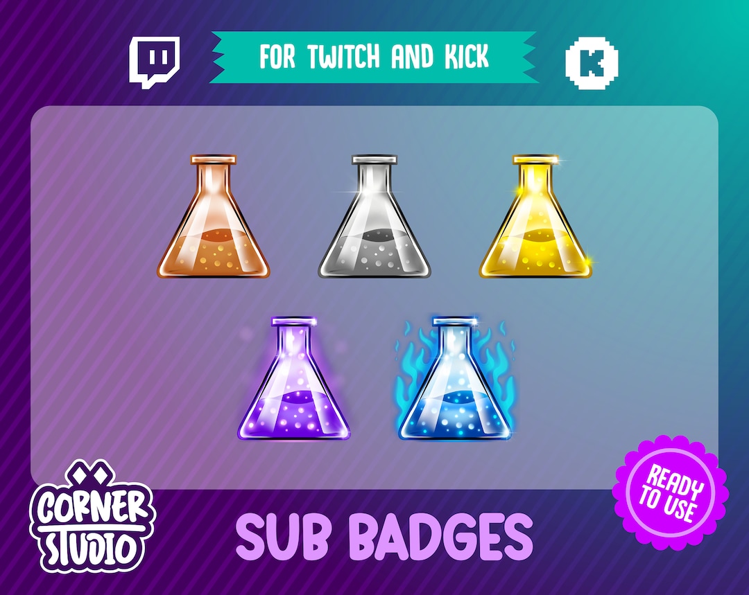 5x Beaker or Poison Twitch & Kick Badges for Streaming or Gaming - Etsy