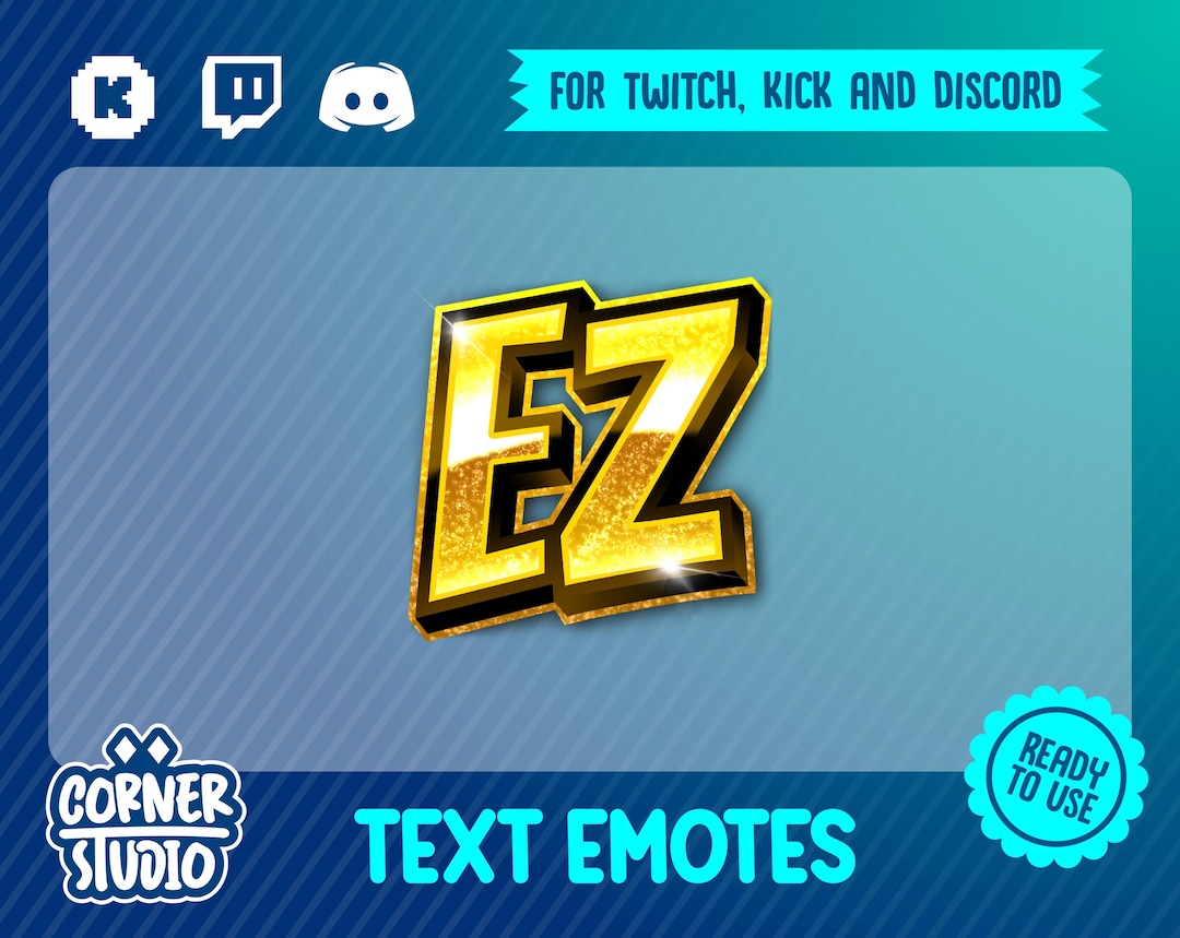 EZ Gold Twitch, Discord & Kick Text Emote for Streaming or Gaming - Etsy