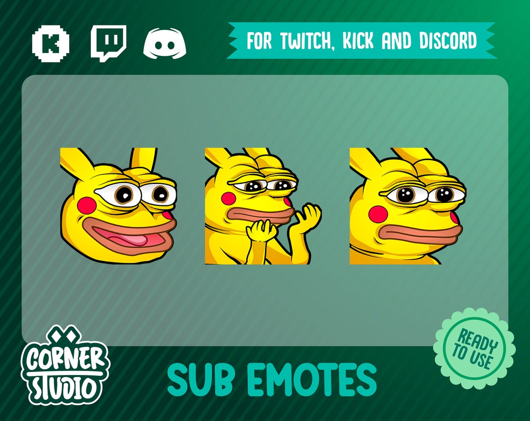 Pepe Pikachu Meme Twitch, Discord & Kick Emotes for Streaming or Gaming ...