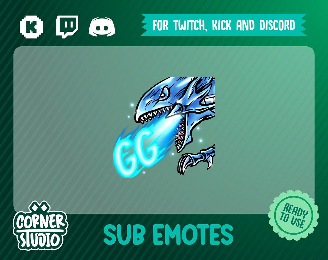 GG Blue Eyes Dragon Twitch, Discord & Kick Text Emote for Streaming or ...