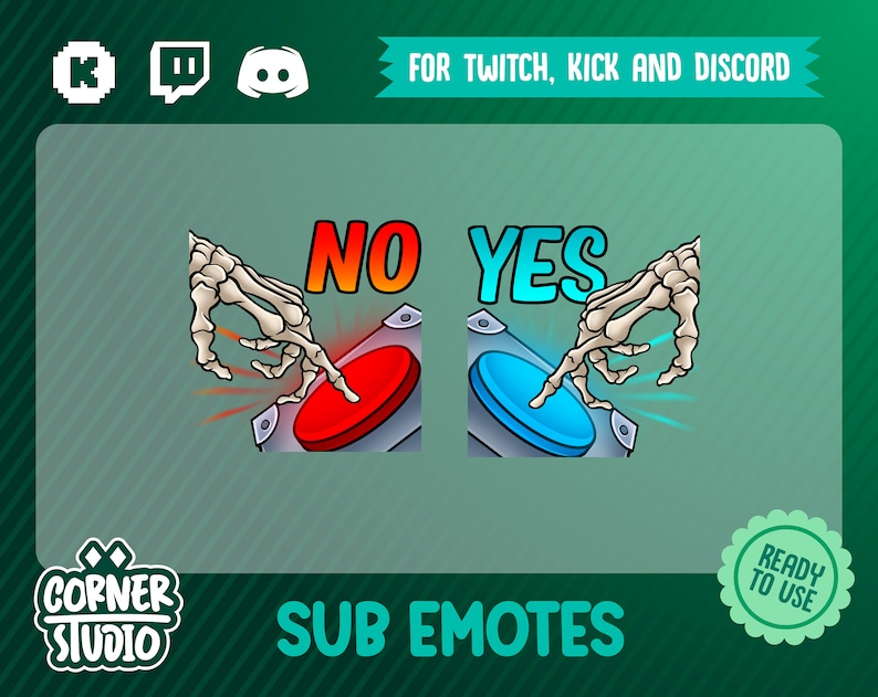 Yes or No Skeleton Twitch, Discord and Kick Emotes for Streaming or ...
