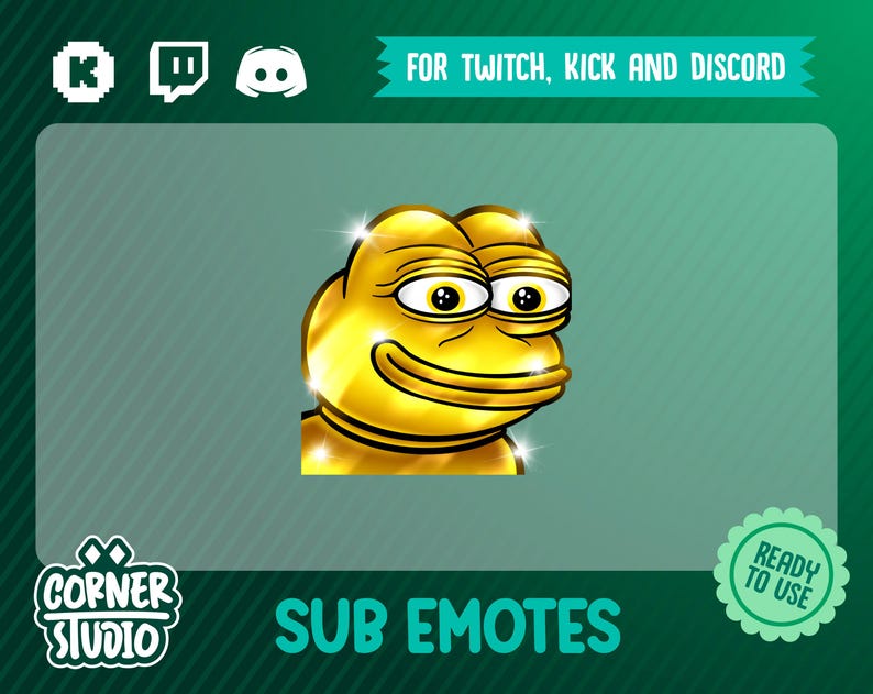 Golden Pepe Twitch, Discord & Kick Emotes for Streaming or Gaming - Etsy
