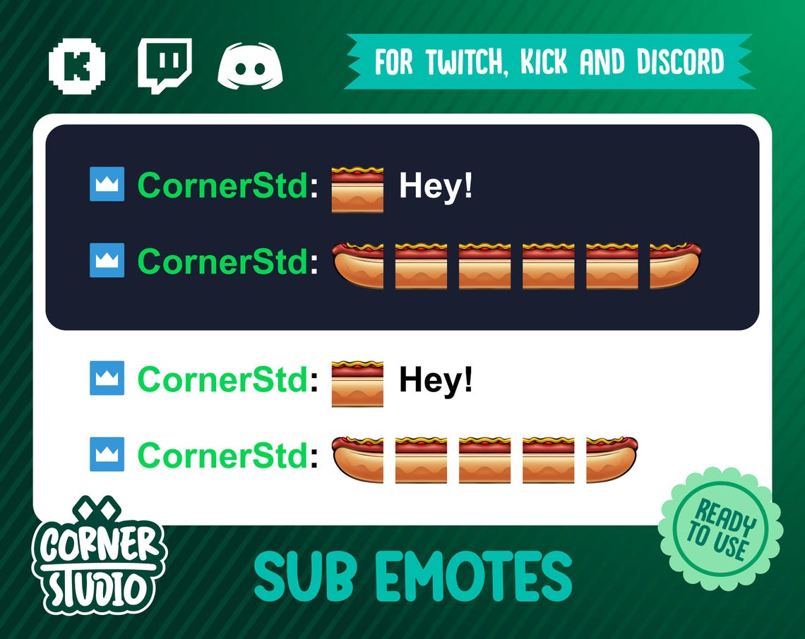 Hotdog Twitch, Discord & Kick Emotes for Streaming or Gaming - Etsy
