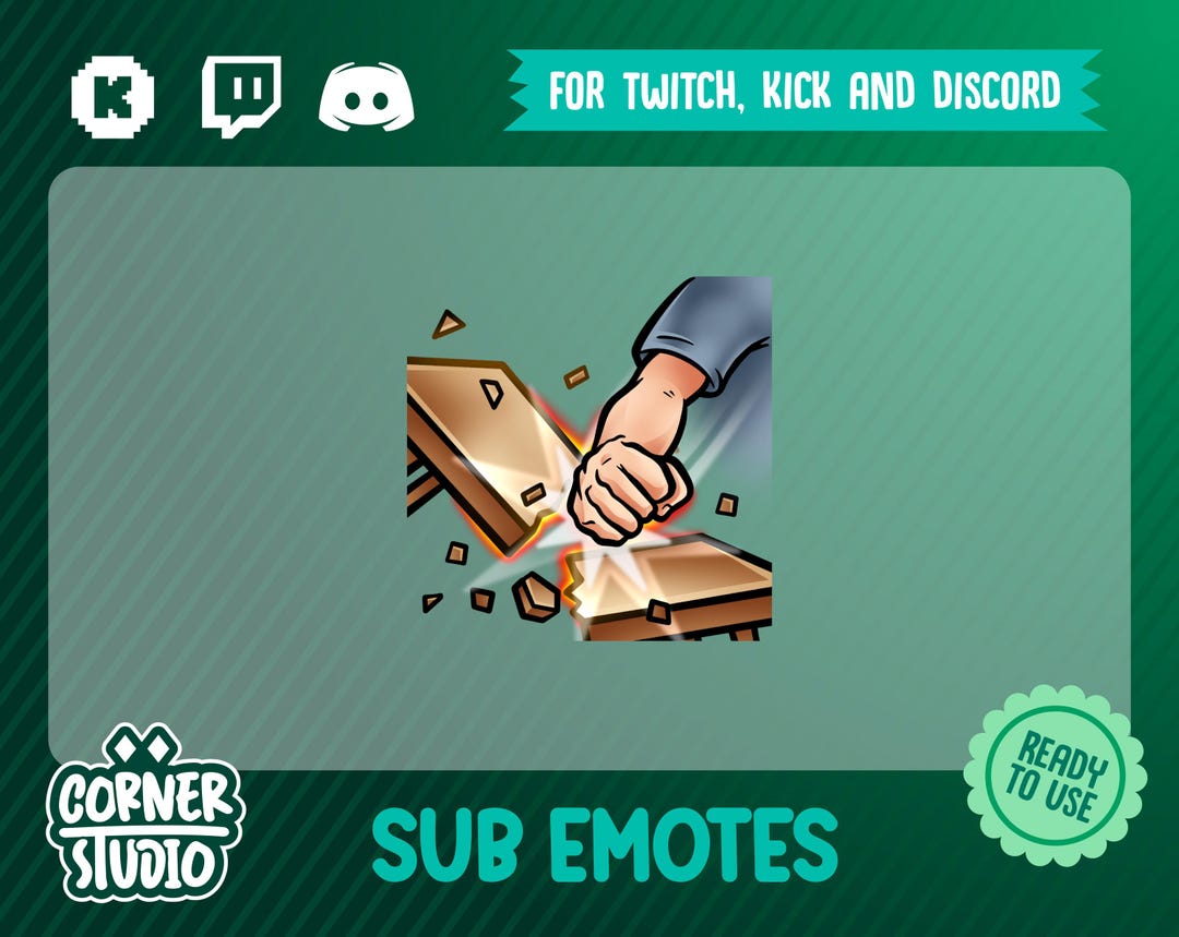 Hand Smashed Table Twitch, Discord & Kick Emote for Streaming or Gaming ...
