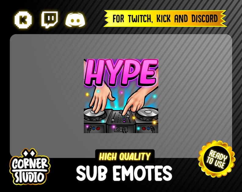 Hype DJ Twitch, Discord & Kick Emotes for Streaming or Gaming - Etsy