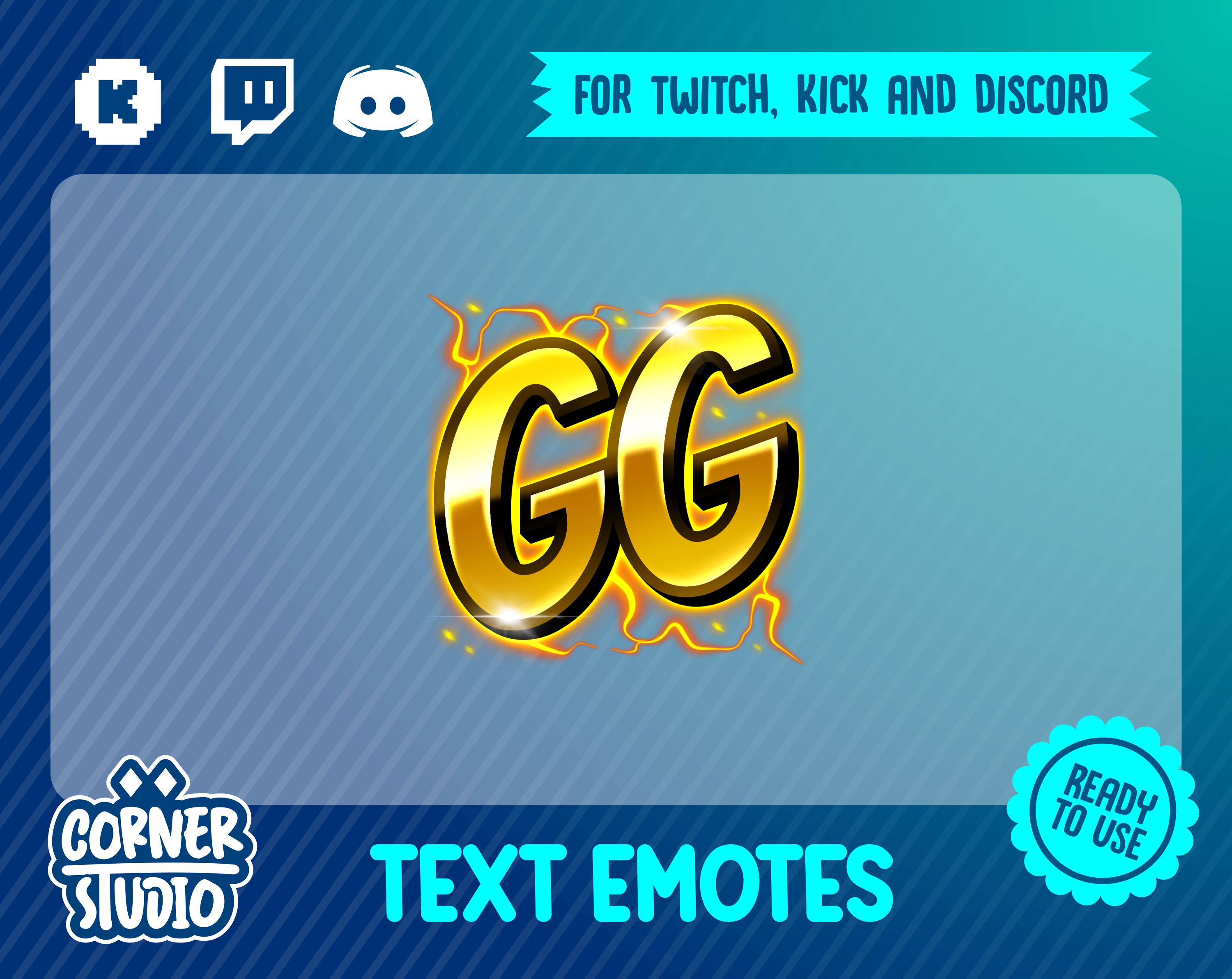 GG Gold Thunder Twitch, Discord & Kick Text Emote for Streaming or ...