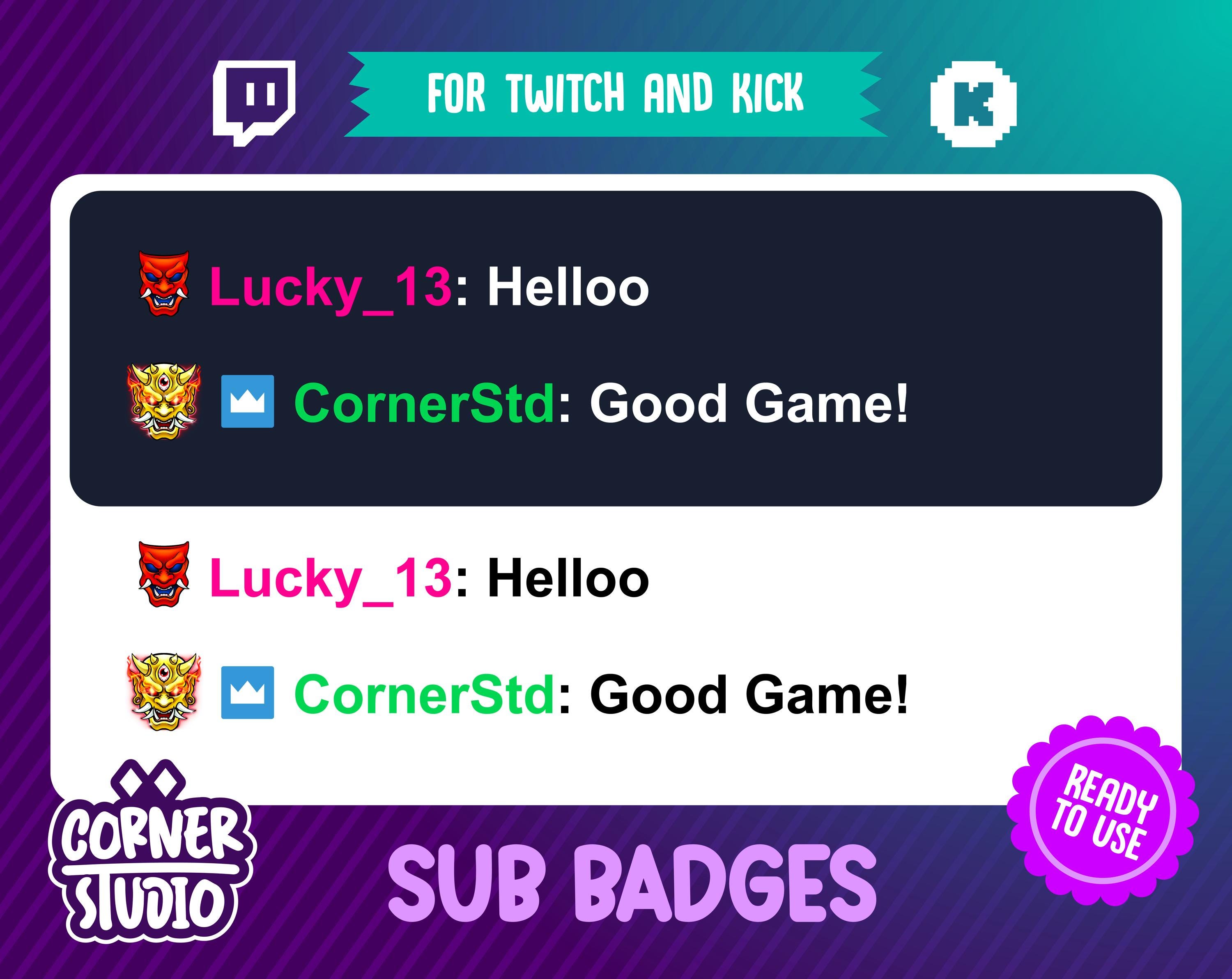 6x Oni Mask Twitch & Kick Badges for Streaming or Gaming - Etsy