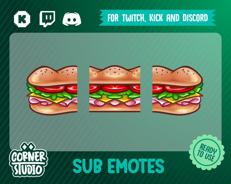Sandwich Twitch, Discord & Kick Emotes for Streaming or Gaming - Etsy