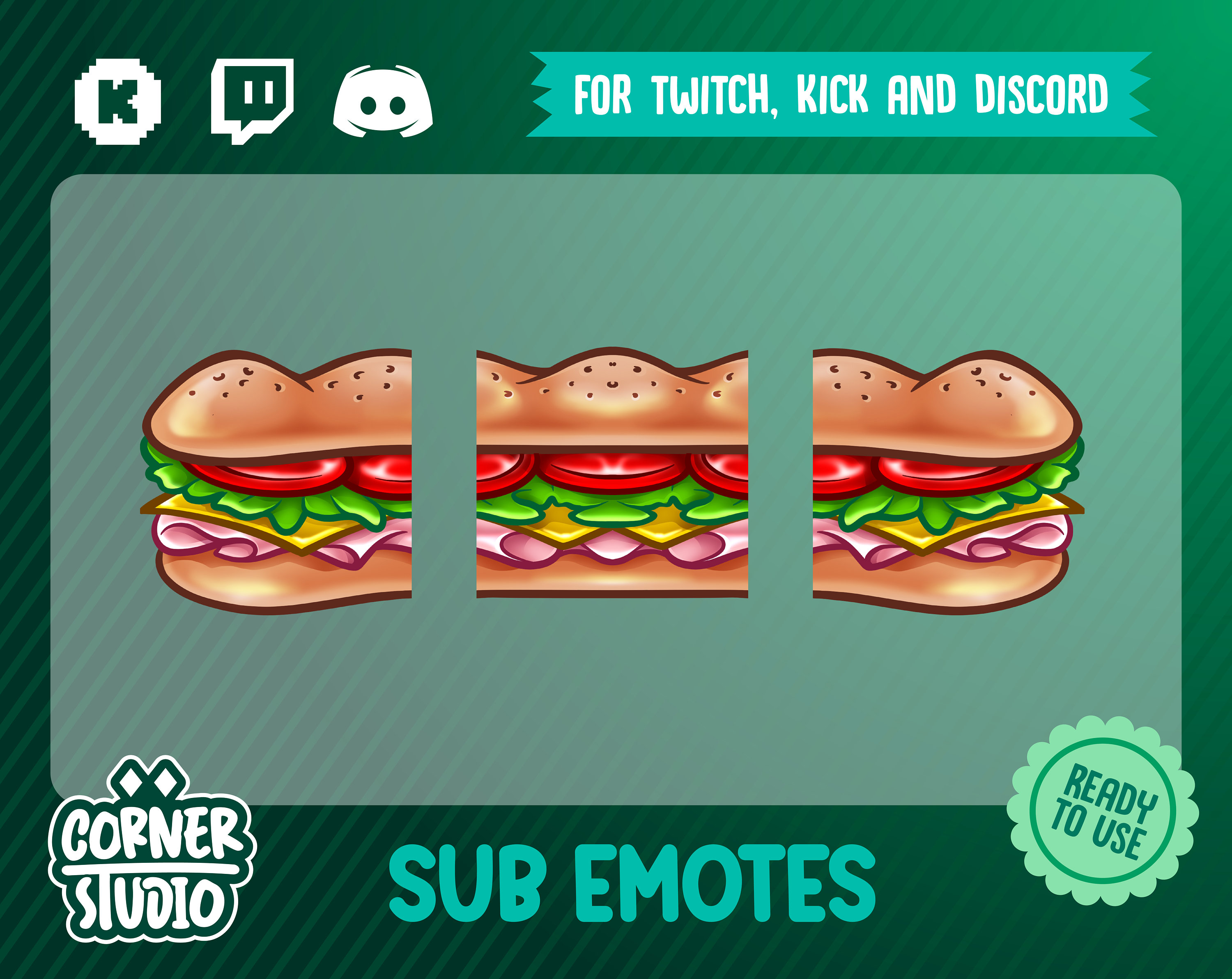 Sandwich Twitch, Discord & Kick Emotes for Streaming or Gaming - Etsy