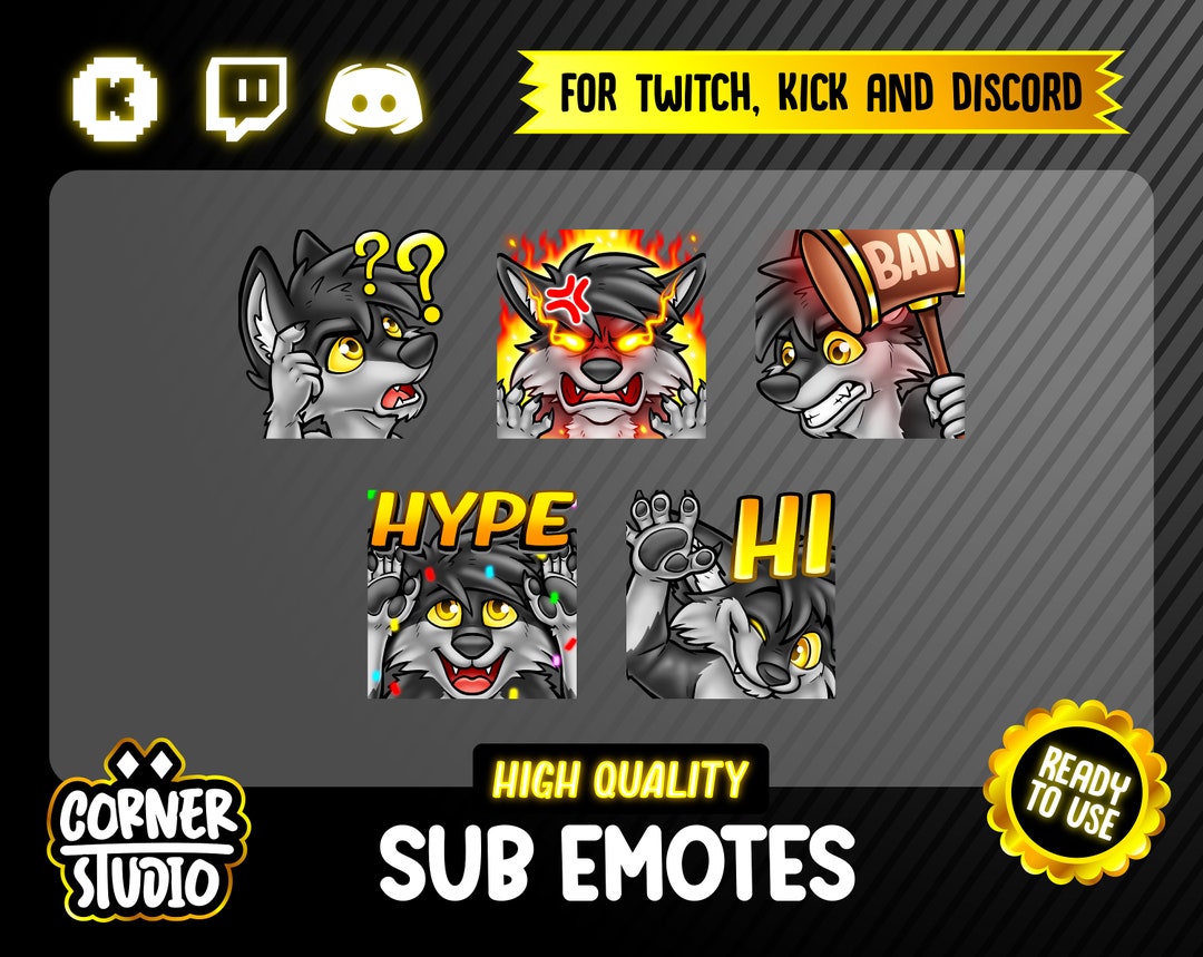 Wolf Furry Twitch, Discord & Kick Emotes for Streaming or Gaming - Etsy