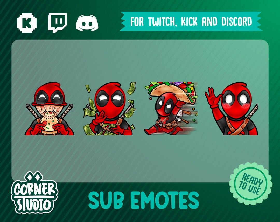4x Deadpool Twitch, Discord & Kick Emotes for Streaming or Gaming - Etsy