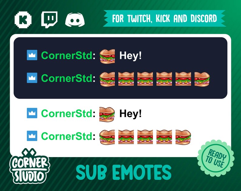 Sandwich Twitch, Discord & Kick Emotes for Streaming or Gaming - Etsy