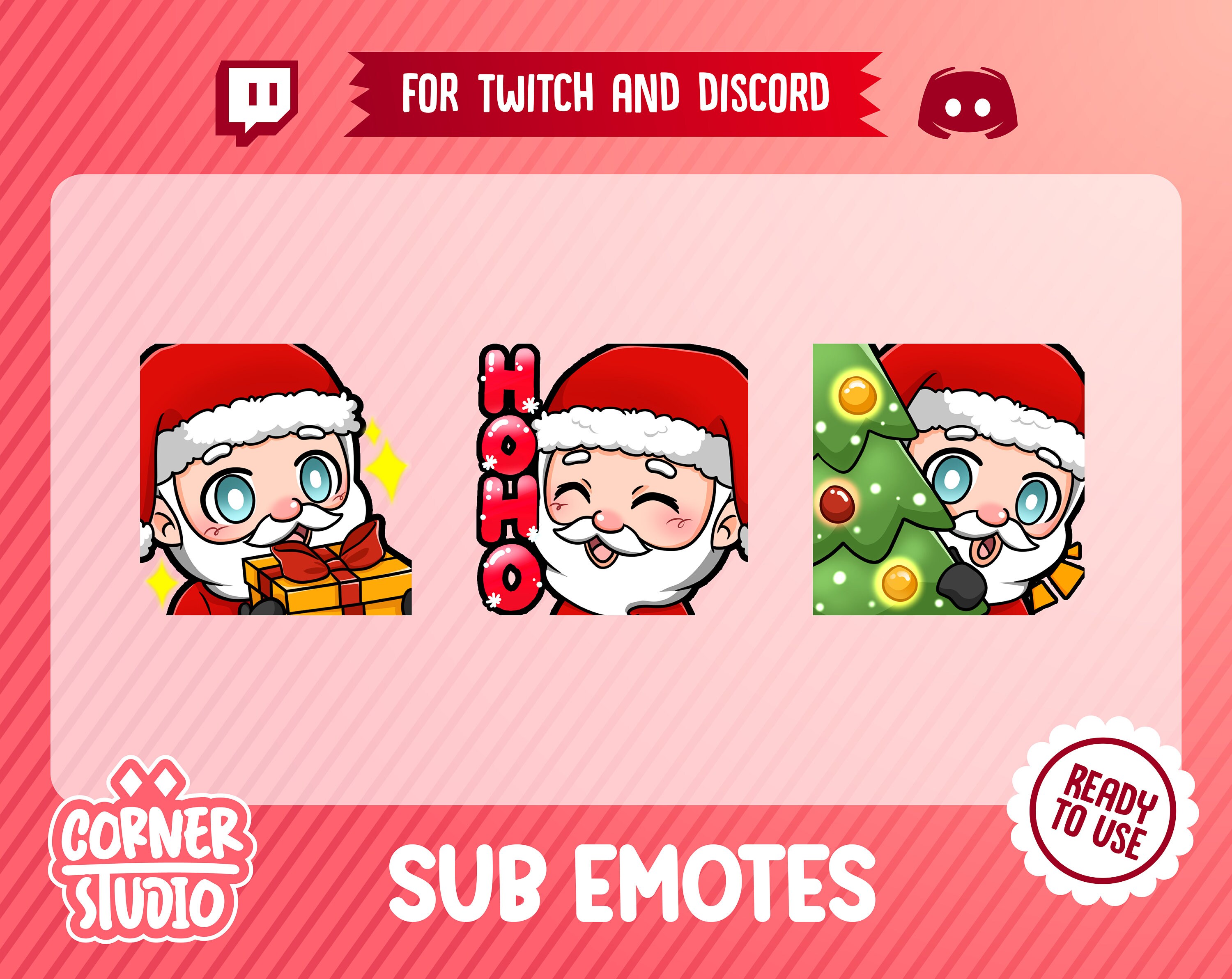 Santa Claus Twitch and Discord Emotes for Streaming or Gaming - Etsy