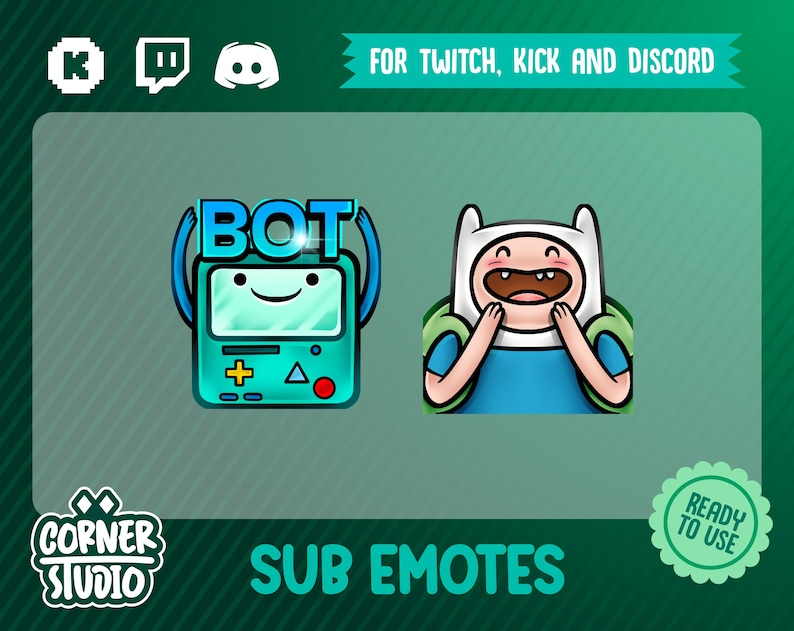 Adventure Time Twitch, Discord & Kick Emotes for Streaming or Gaming - Etsy