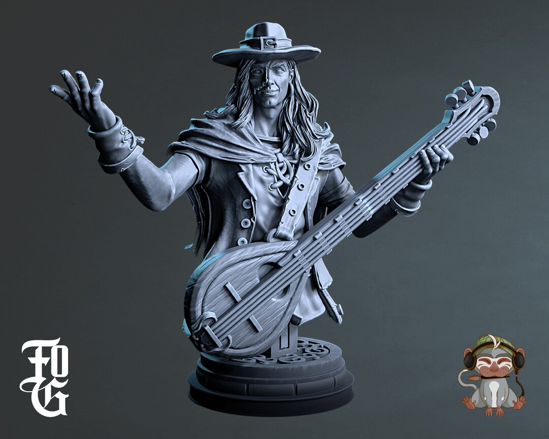 Resident Bard Dungeons and Dragons Bust 3D Print | Flesh of Gods | 80mm ...