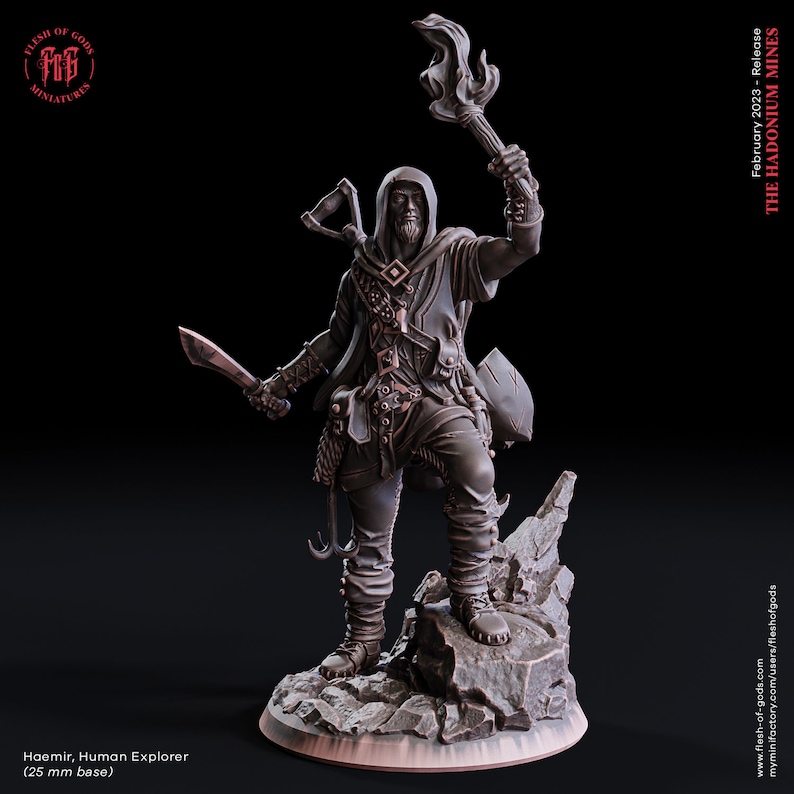Human Explorer Dnd Miniature 3D Print for Painting, Dungeons and ...