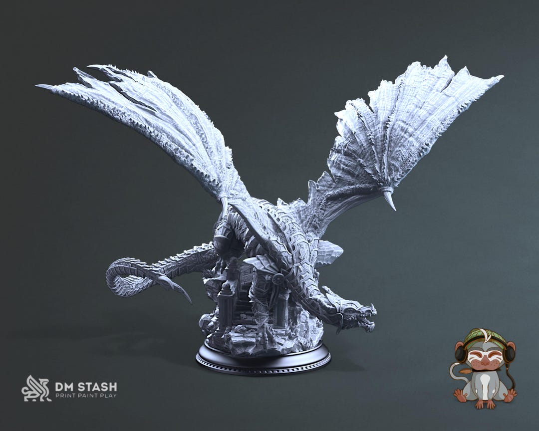 Chromatic Dragon Dnd Miniature 3D Print for Painting, Dungeons and ...