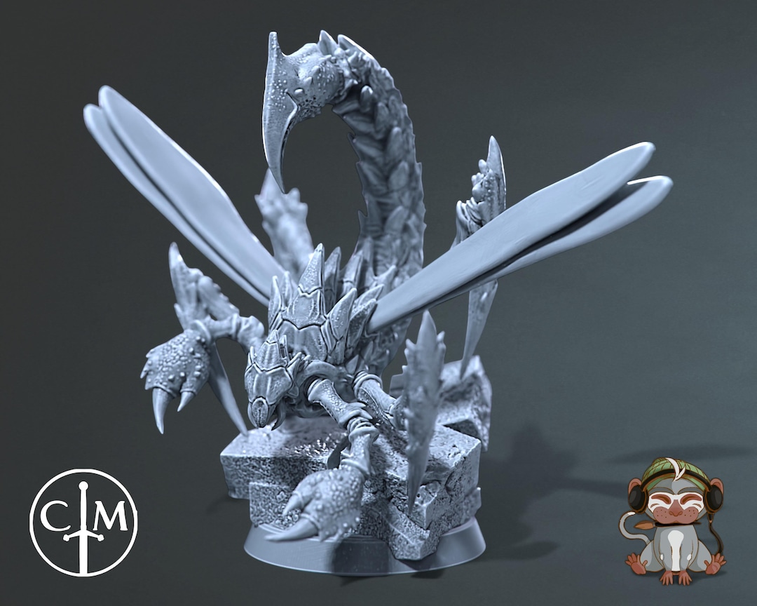 Giant Winged Scorpion Dnd Miniature 3D Print for Painting, Dungeons and Dragons Tabletop RPG ...