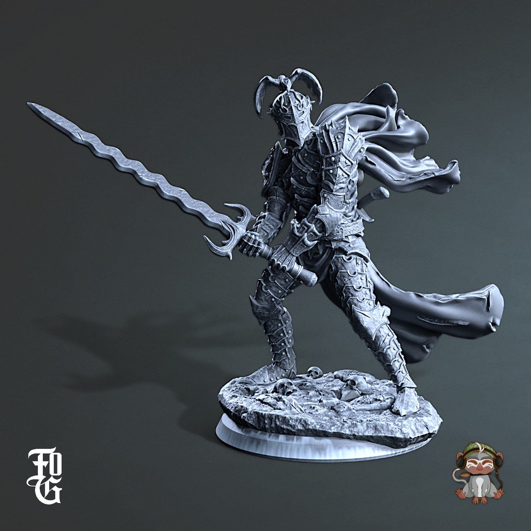 Male Dark Knight High Quality Dungeons and Dragons Miniature 3D Print ...