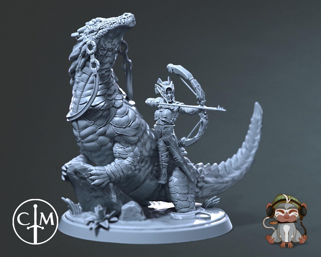 Lizard Rider High Quality Dungeons and Dragons Miniature 3D Print ...