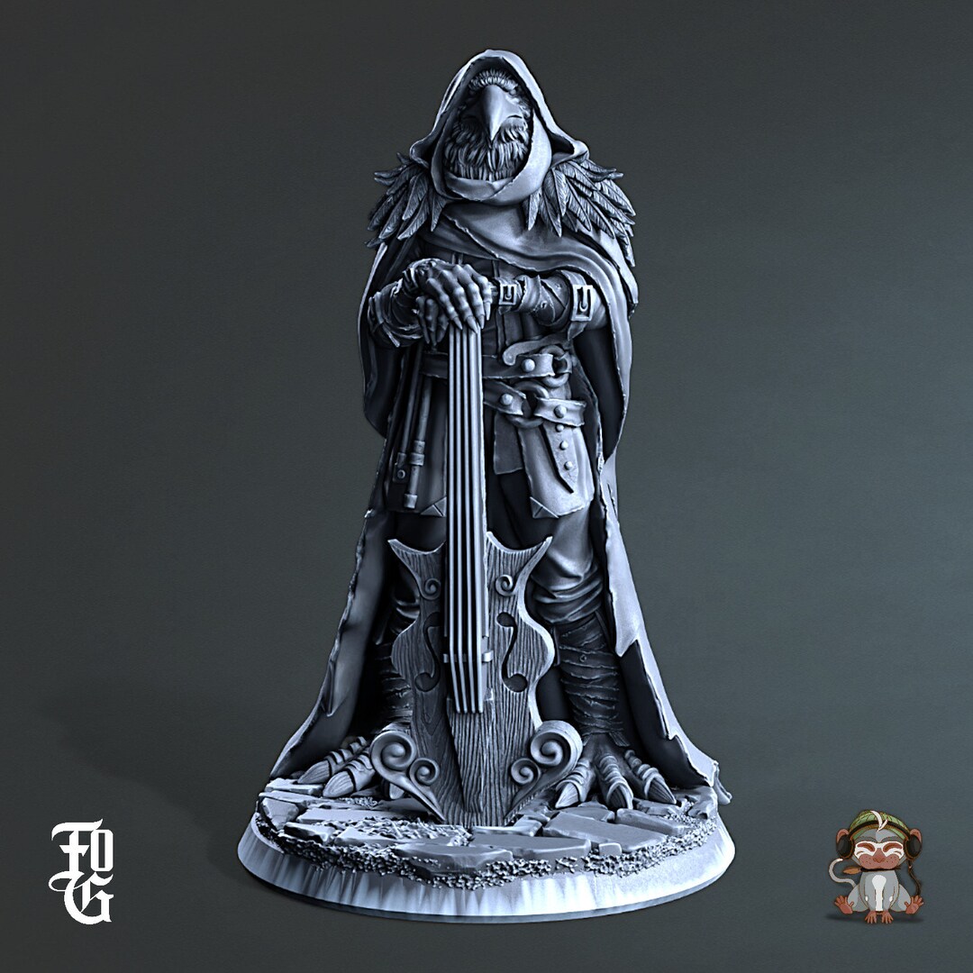 Kenku Bard Dnd Miniature 3D Print for Painting, Dungeons and Dragons ...