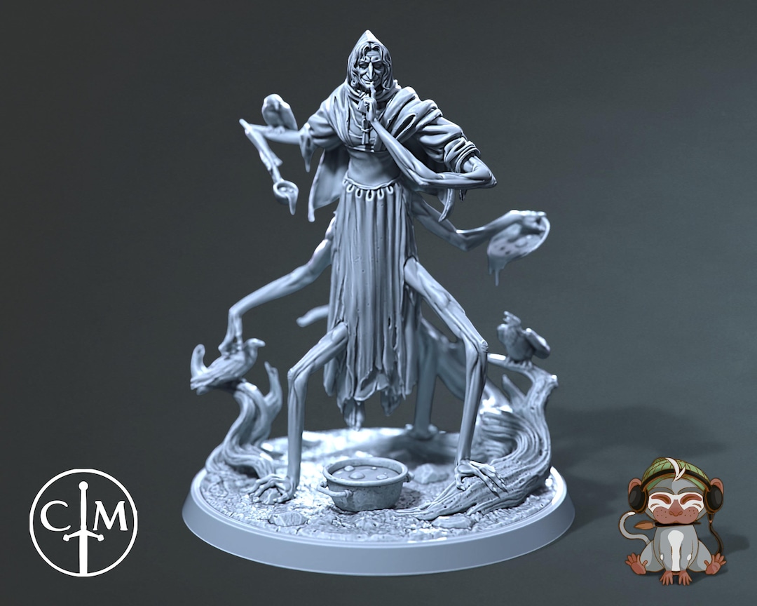 Witch Mother Dnd Miniature 3D Print for Painting, Dungeons and Dragons ...