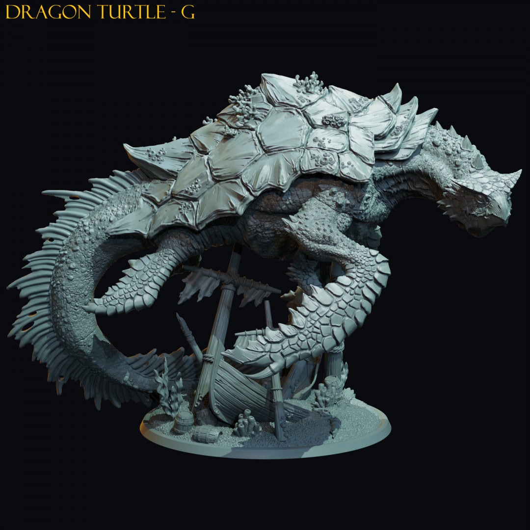 Dragon Turtle Dnd Miniature 3D Print for Painting, Dungeons and Dragons ...