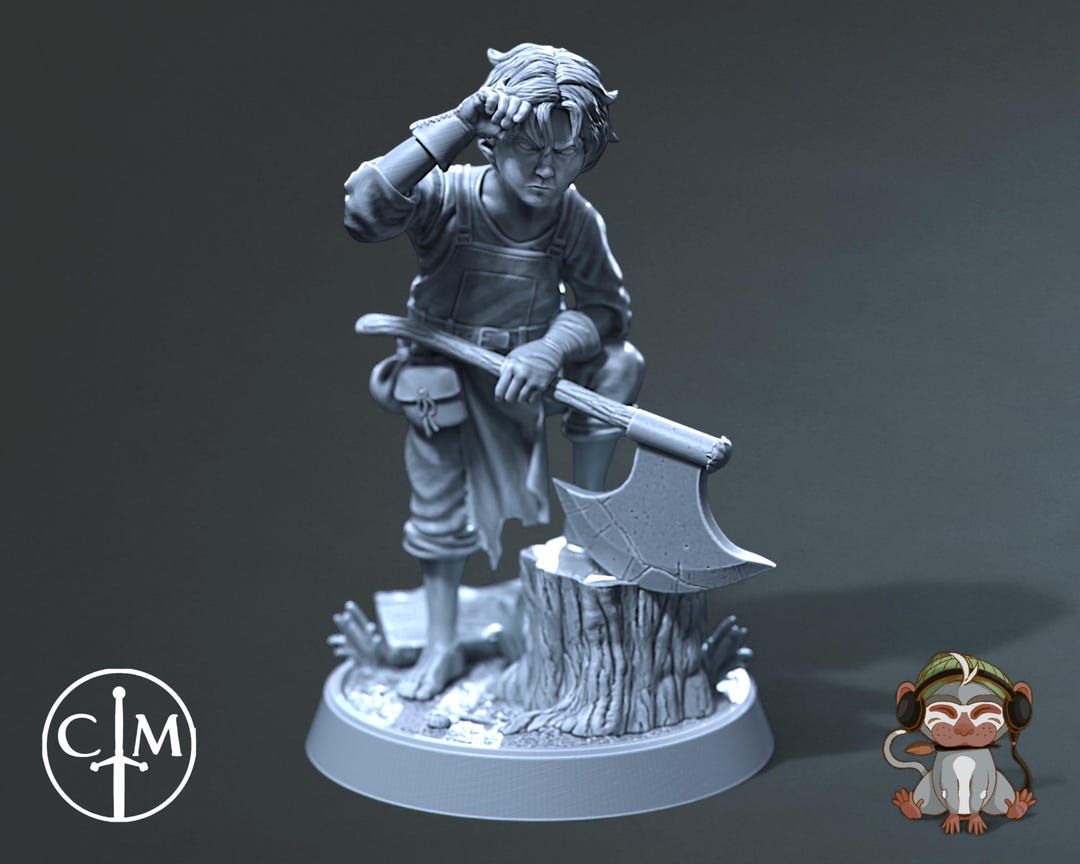 The Brother, Axe Child Dnd Miniature 3D Print for Painting, Dungeons ...
