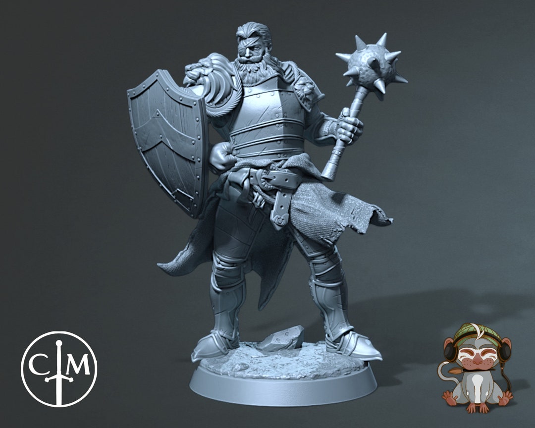 Theoras, Human Fighter Paladin Miniature, Dnd Fantasy Hero, High Detail Resin Print, Tabletop ...