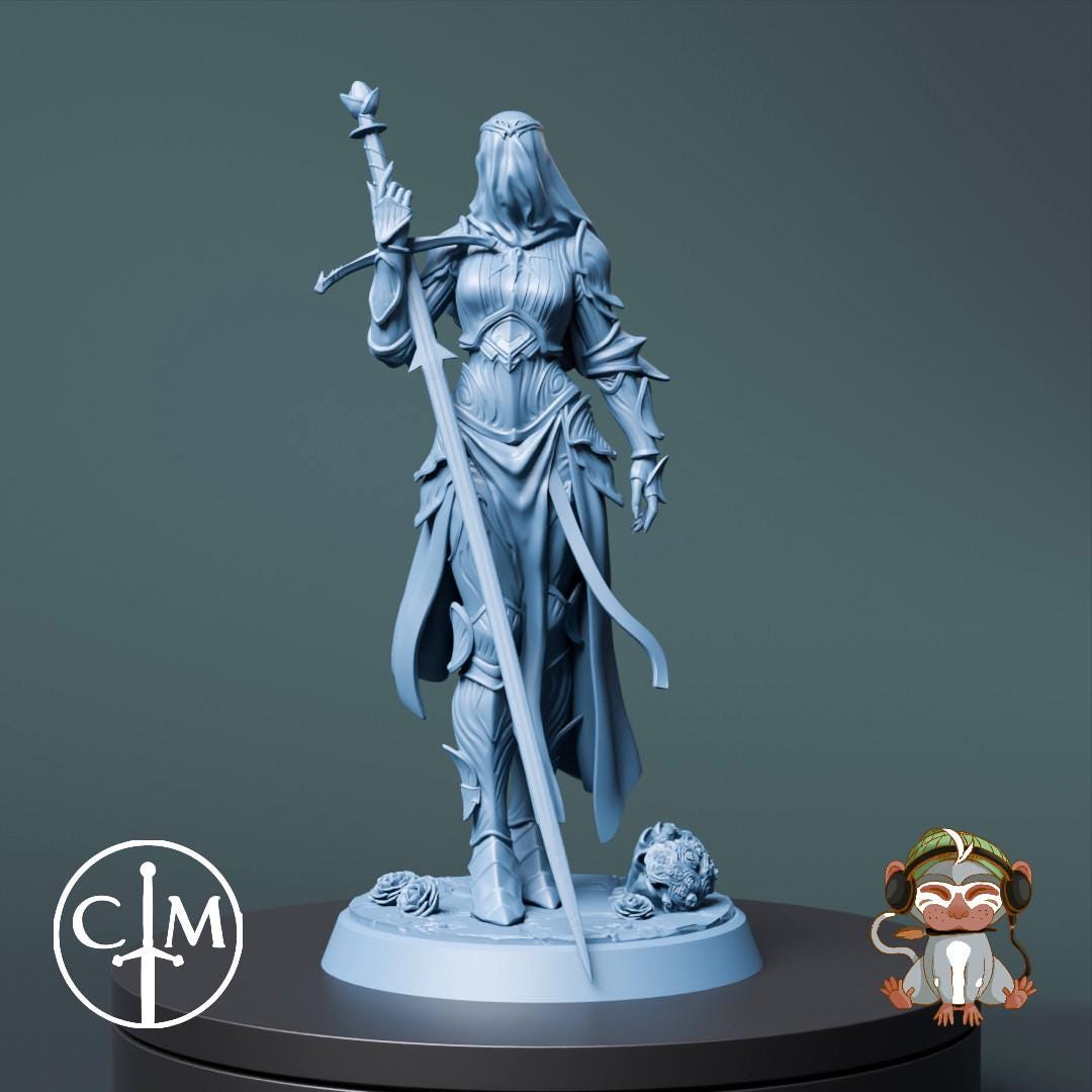 Female Knight Paladin Dnd Miniature 3D Print for Painting, Dungeons and Dragons Tabletop RPG ...