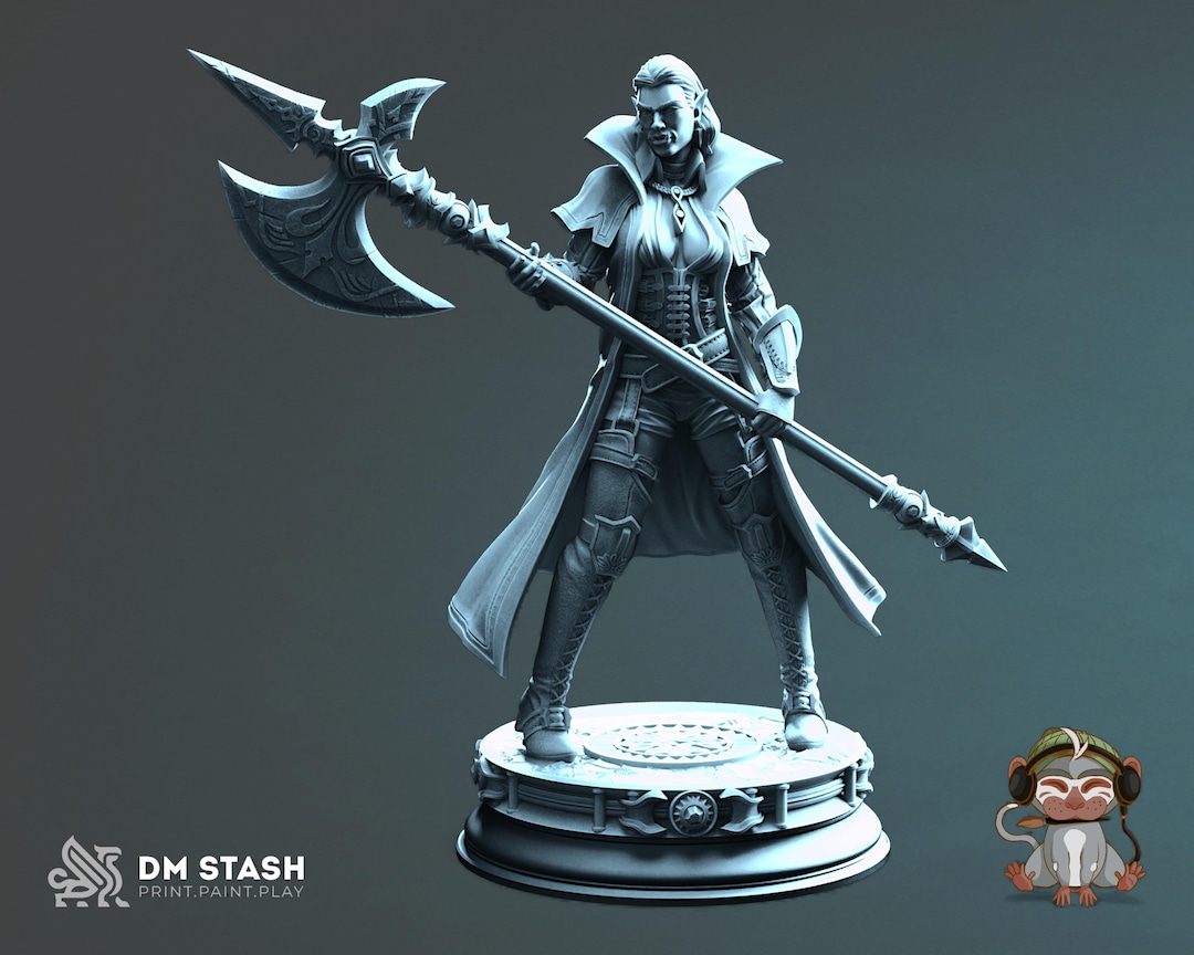 Female Half Orc Knight Dnd Miniature 3D Print for Painting, Dungeons ...
