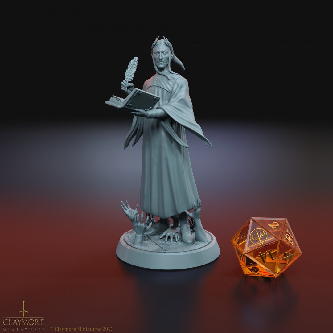Dante Alighieri Wizard Dnd Miniature 3D Print for Painting, Dungeons ...