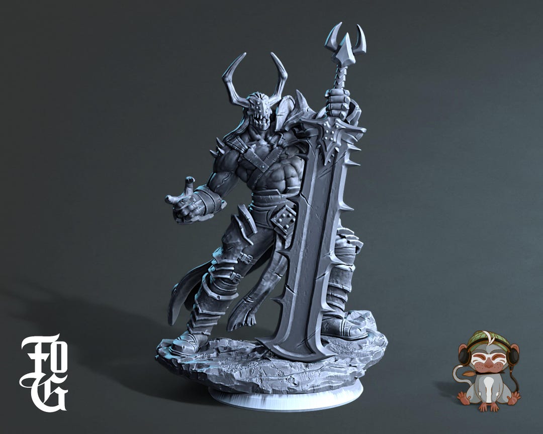Void Slayer Barbarian Dnd Miniature 3D Print for Painting, Dungeons and ...