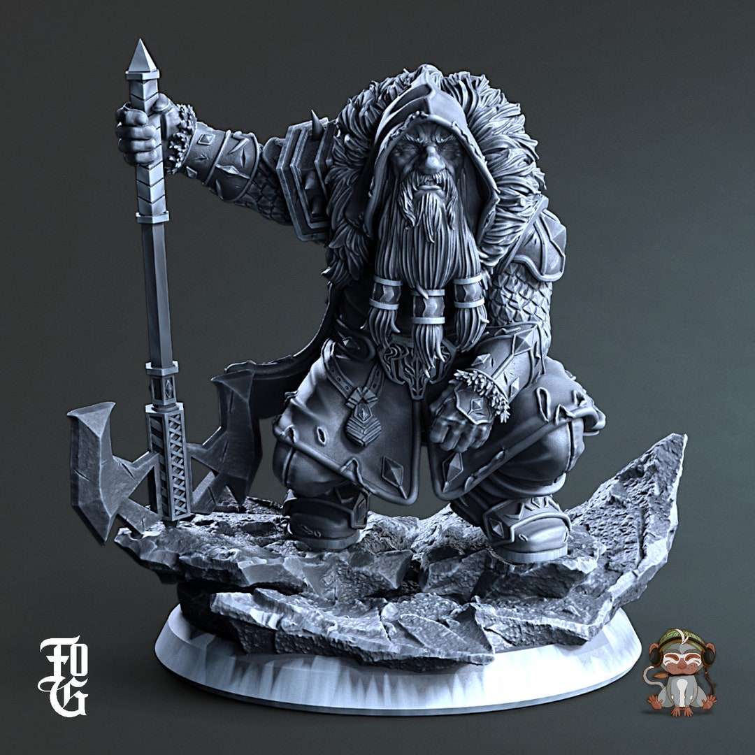 Dwarf Fighter Dnd Miniature 3D Print for Painting, Dungeons and Dragons ...