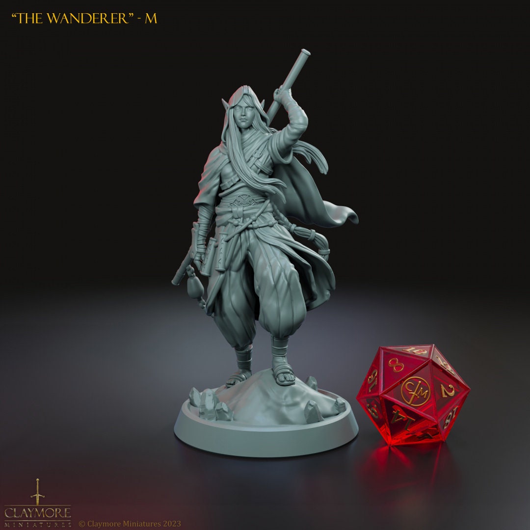 The Wanderer Elf Monk Dnd Miniature 3D Print for Painting, Dungeons and ...