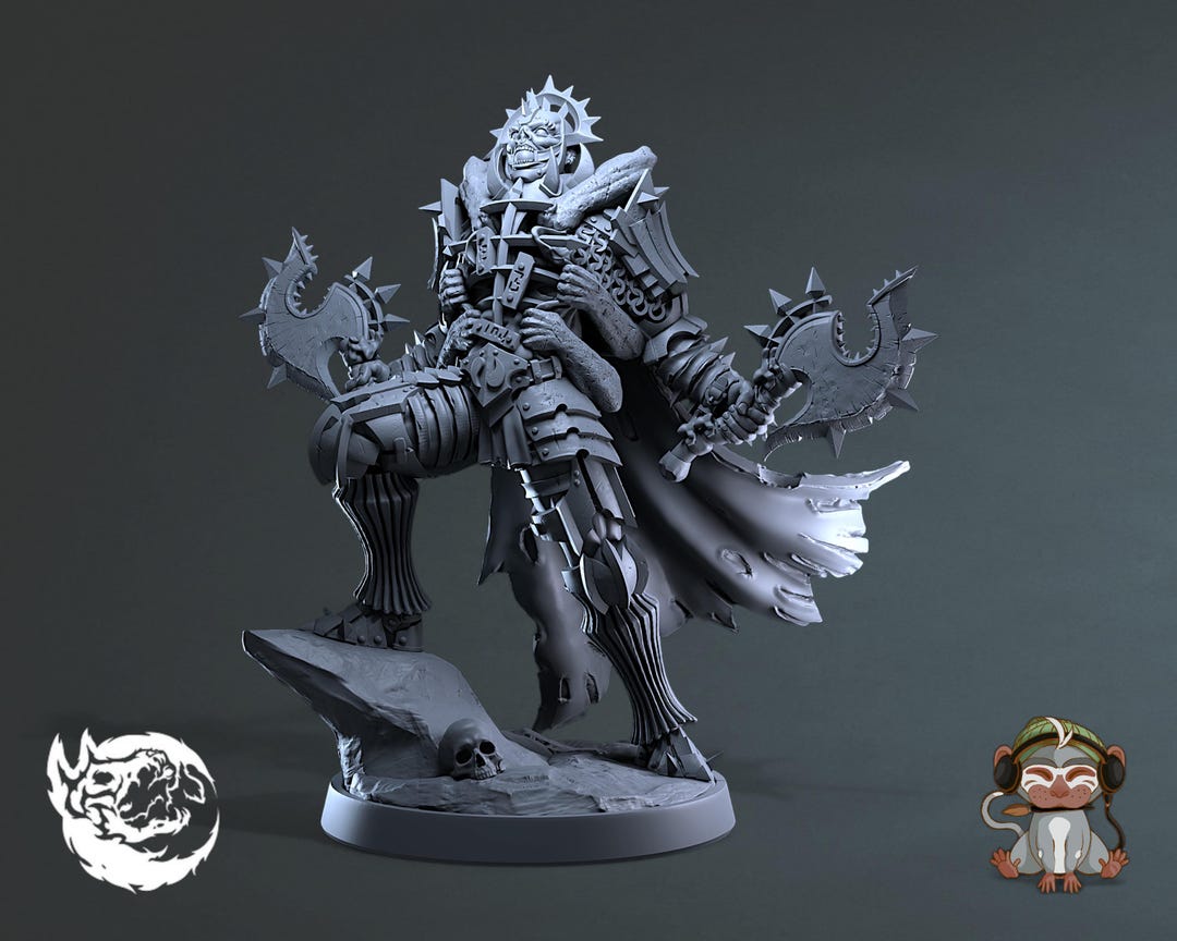 Demon Barbarian Lord, High Quality Dungeons and Dragons Miniature 3D ...