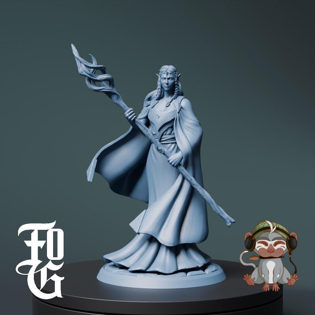 Elf Witch Cleric Dnd Miniature 3D Print for Painting, Dungeons and ...