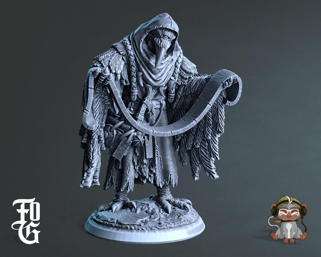 Wereraven Prophet Dnd Miniature 3D Print for Painting, Dungeons and ...